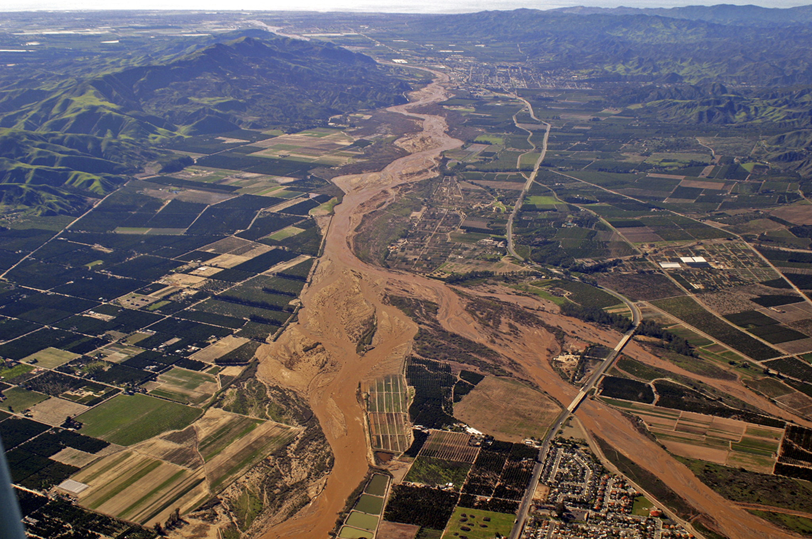 An aerial view of the Santa Clara River during a flood in 2005 | FWS.gov