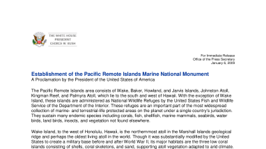 Presidential Proclamation 8336 PRIMNM -Establishment of the Pacific ...