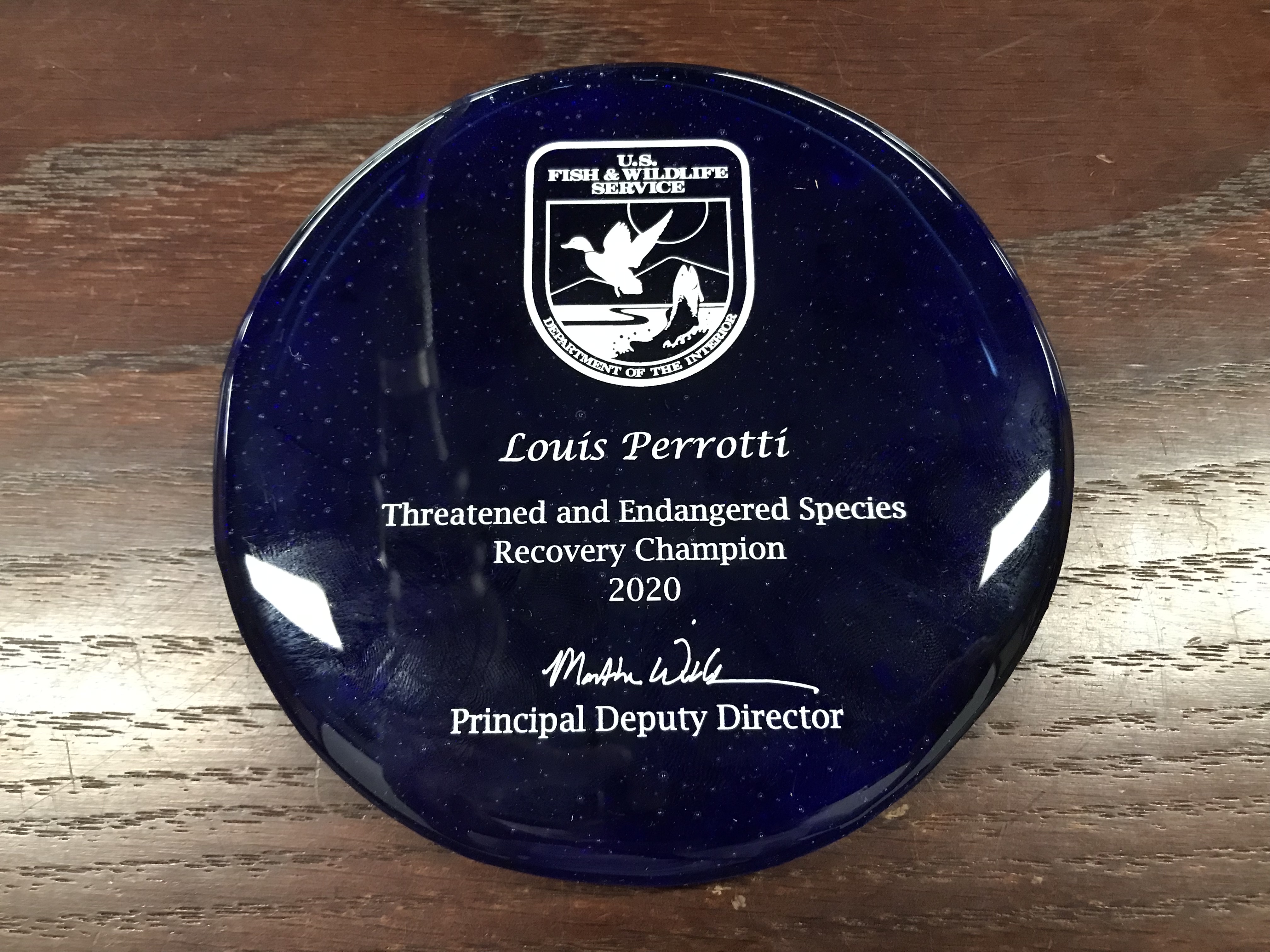 Louis Perrotti 2020 Recovery Campion Award | FWS.gov