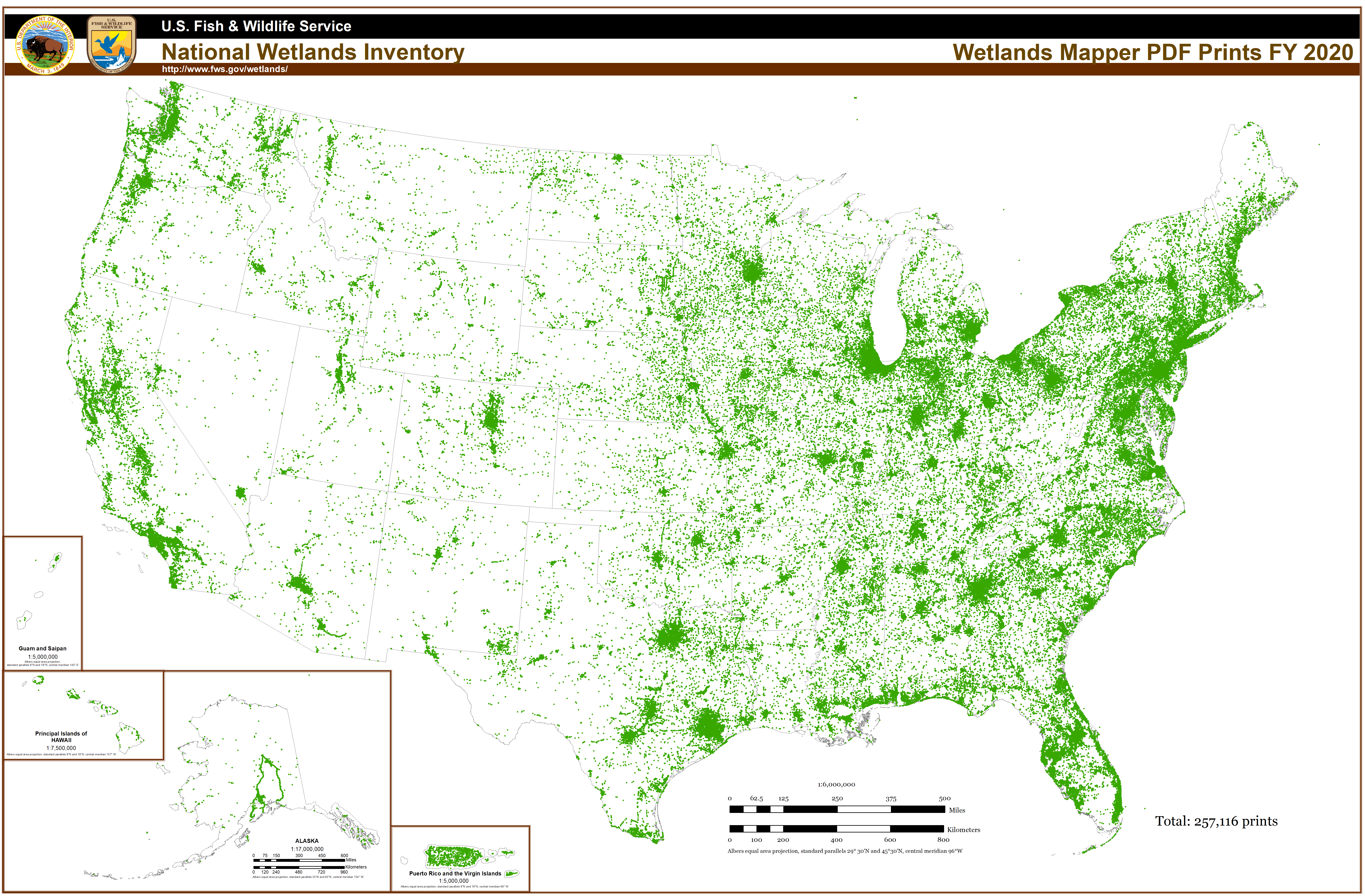 National Wetland Inventory Map Print Distribution FY2020 | FWS.gov