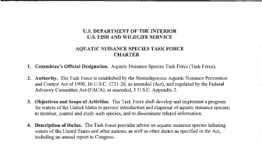 Aquatic Nuisance Species Task Force Charter 2022 | FWS.gov