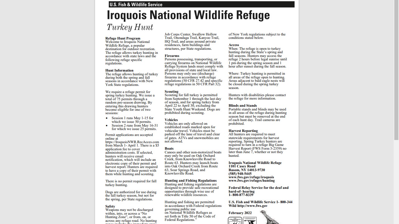 Turkey hunt Fact sheet | FWS.gov