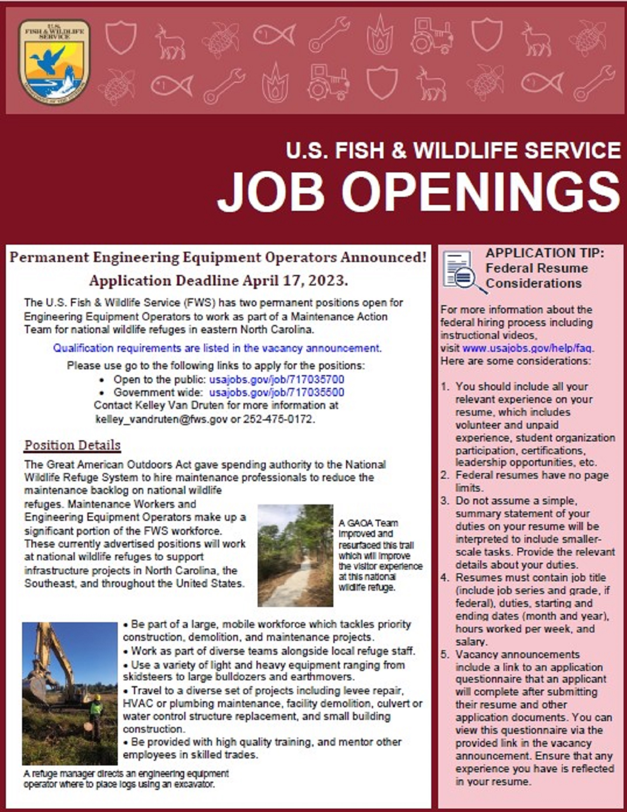 JOB OPENINGS ANNOUNCEMENT | FWS.gov