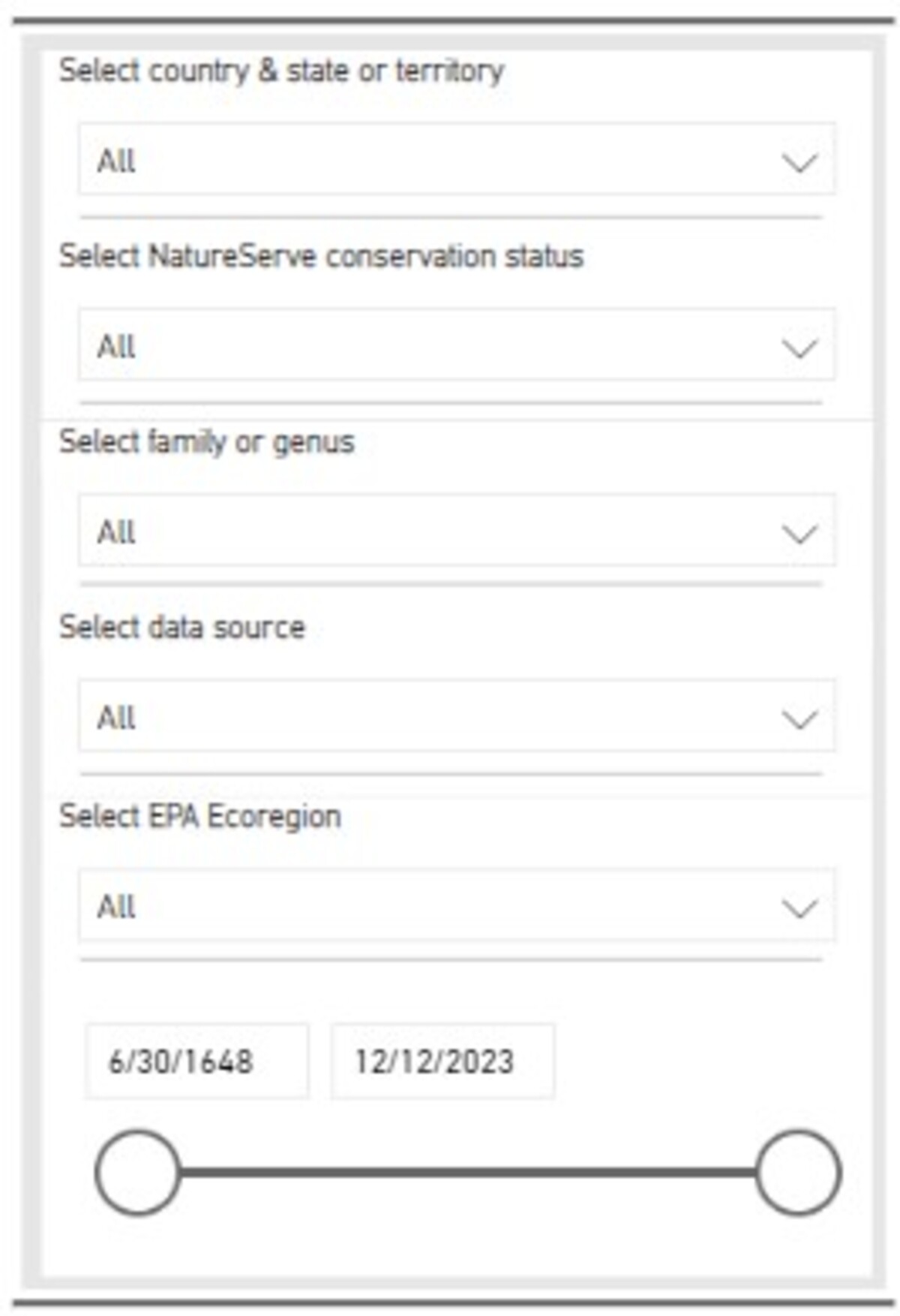 Drop-down filters | FWS.gov
