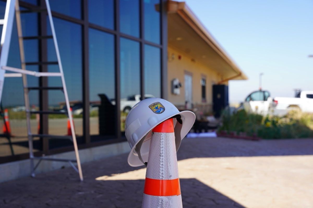 USFWS Helmet during RMA NWR Bird Safe Glass Install | FWS.gov