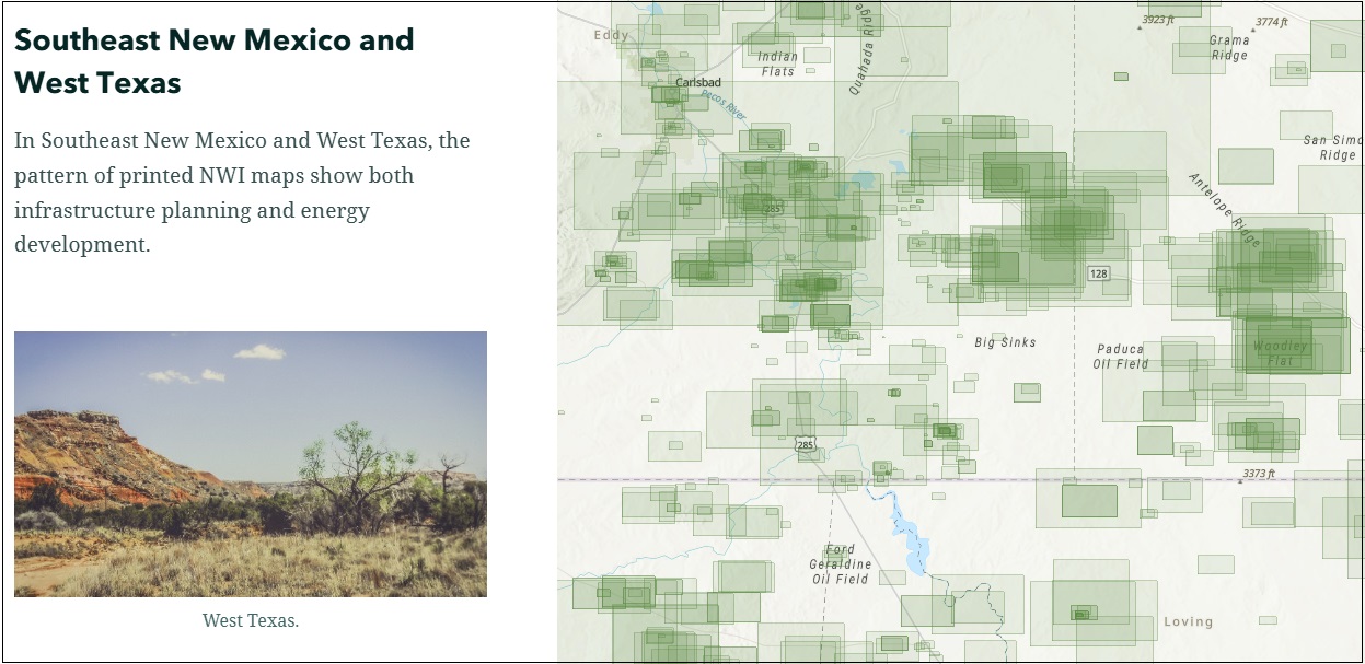 NWI Mapper Prints near Southeast New Mexico and West Texas. | FWS.gov