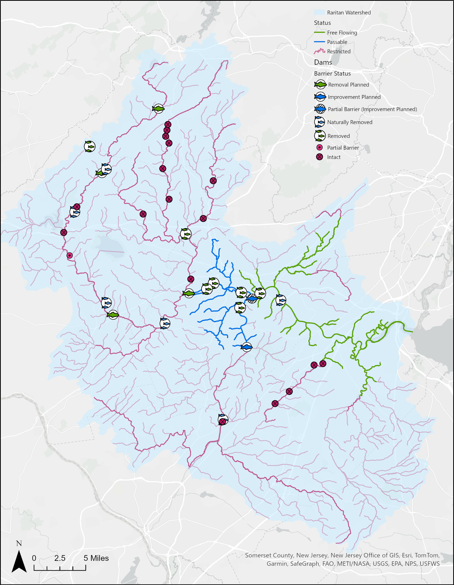 Raritan River Fish Passage Map | FWS.gov
