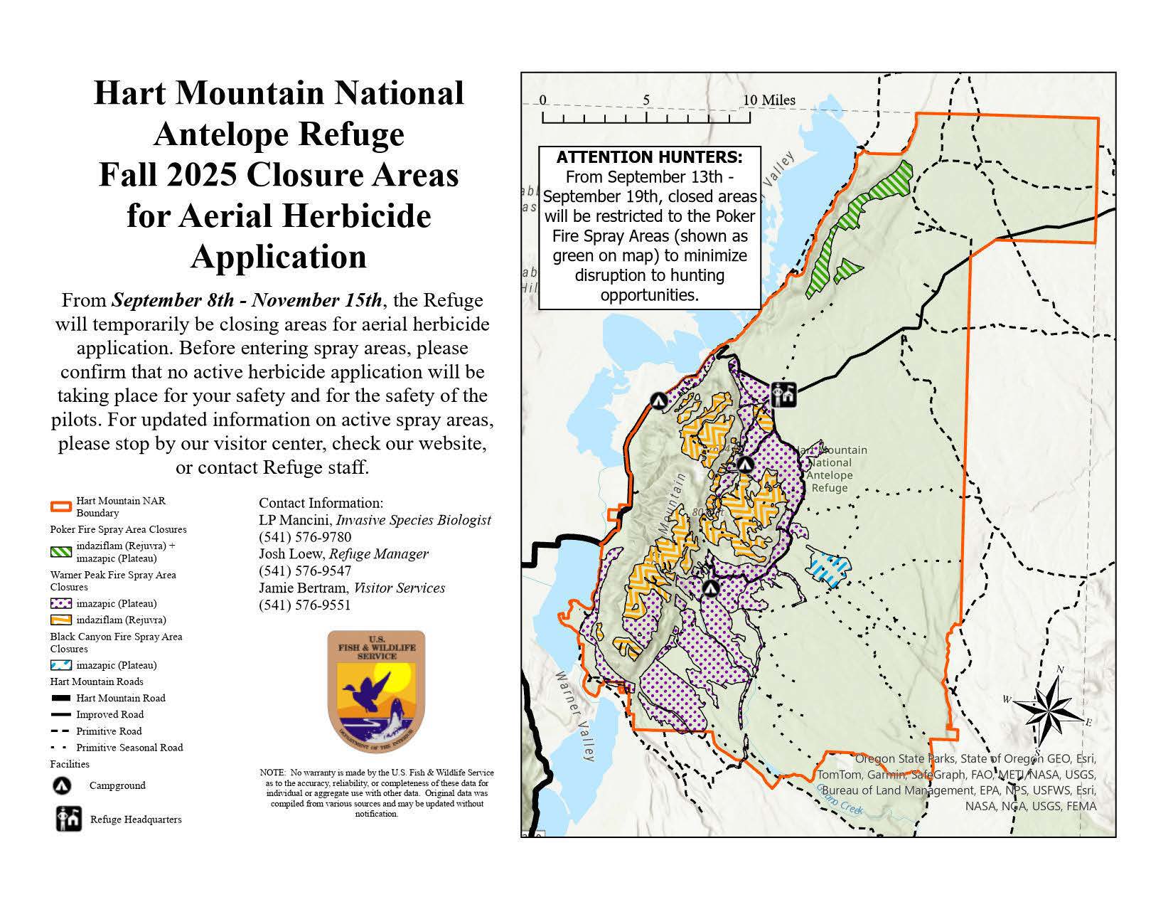 Hart Mountain National Antelope Refuge Fall 2025 Closure Areas for ...