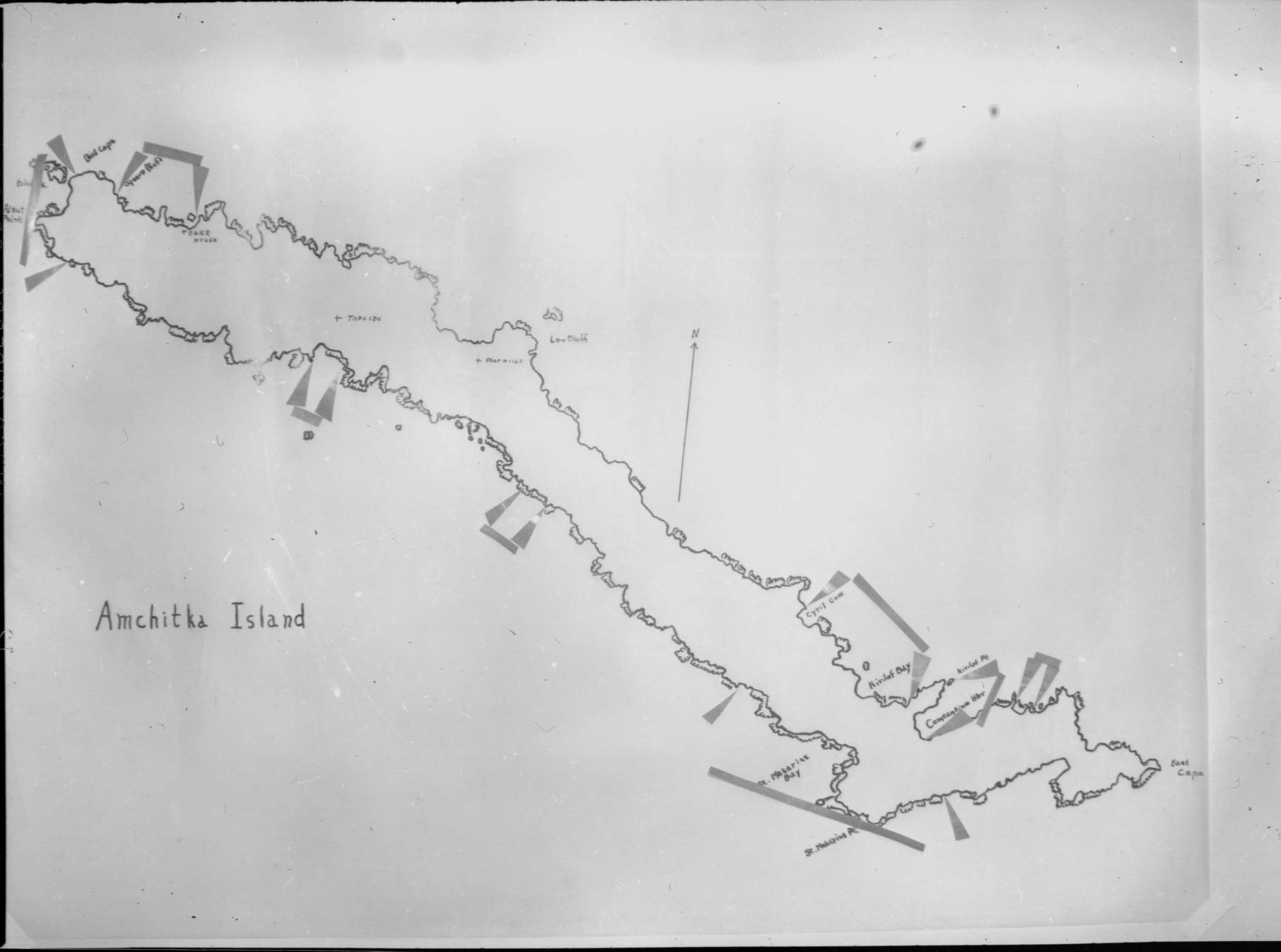 Map of Amchitka Island, Alaska, Drawn by Robert "Sea Otter" Jones, 1949 ...
