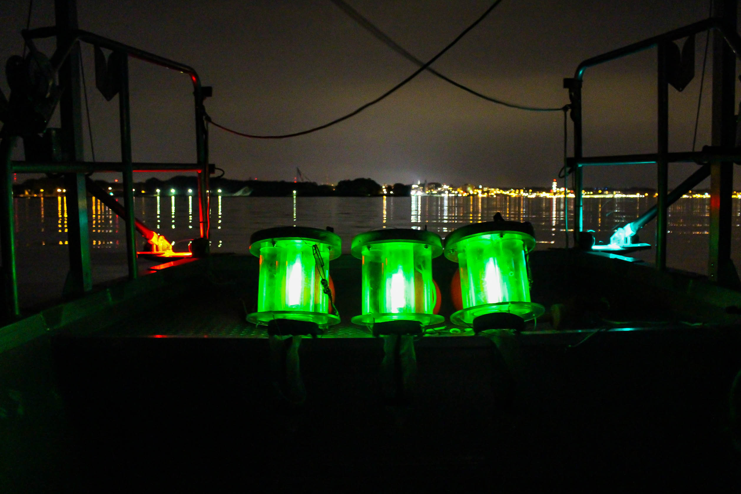 Larval fish light traps in the Buffalo Harbor. | FWS.gov