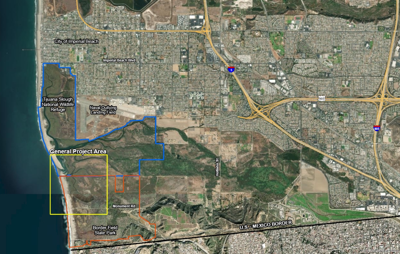 Map of proposed restoration site at Tijuana Slough National Wildlife ...
