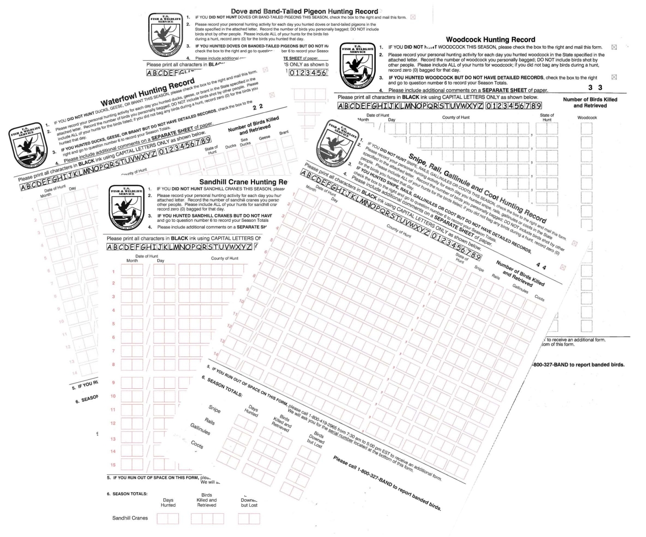 Migratory Bird Hunter Survey (Harvest Survey) Diary Forms | FWS.gov