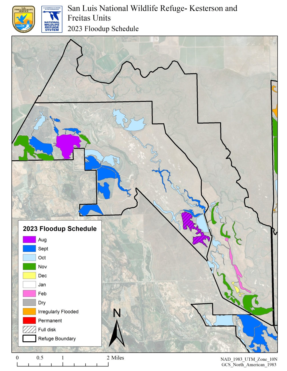 Flood up map for Kesterson Unit of San Luis Refuge 2023 | FWS.gov