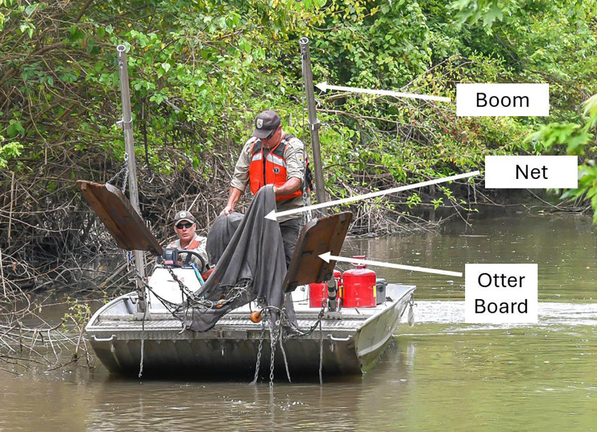 This Push trawl is comprised of an otter trawl with mechanical booms ...