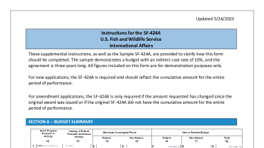Instructions for Completing the SF-424a Non-Construction (International ...