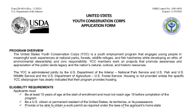 Moosehorn YCC Application 2025 | FWS.gov