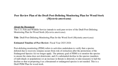 Peer Review Plan for Draft Post-Delisting Monitoring Plan for Wood ...