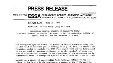 Endangered Species Scientific Authority (Essa) Schedules Hearing to ...