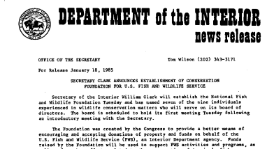 Secretary Clark Announces Establishment of Conservation Foundation for ...