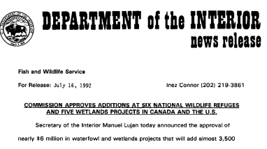 Commission Approves Additioins at Six National Wildlife Refuges and ...
