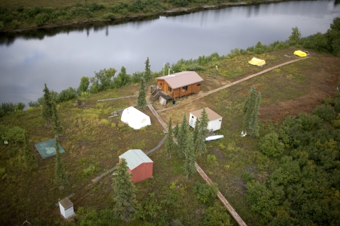 Aerial view of cabins and other outbuildings | FWS.gov